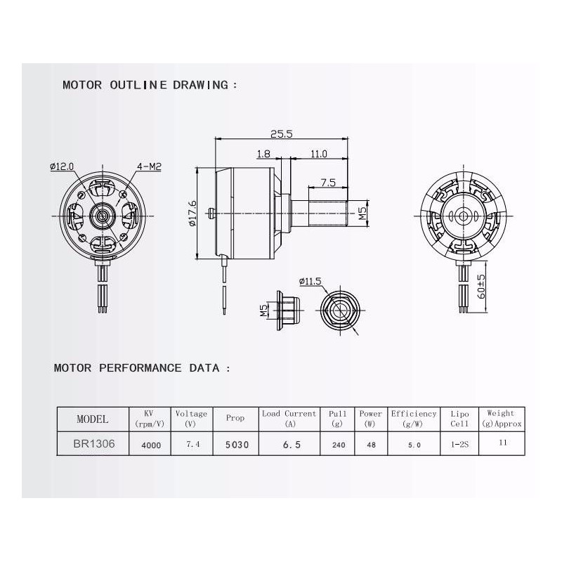 BR1306 Racetar 4000Kv brushless motor - 1078045