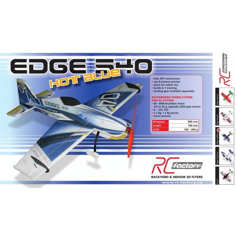 Edge 540 Hot Blue Backyard Series 800mm RC Factory EPP Kit - B04