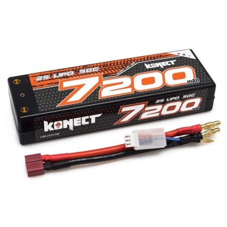 Li-Po 7200mAh 50C 2S 7.4V coqué (Dean) Konect - KN-LP2S7200