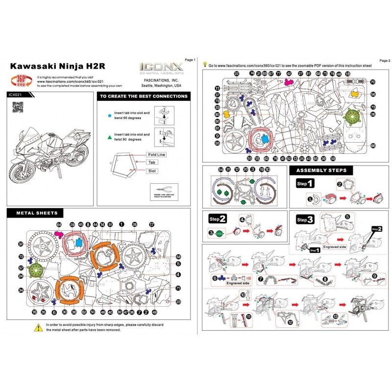 Kawasaki Ninja H2R Motorcycle Premium Series Metal Earth - ICX021