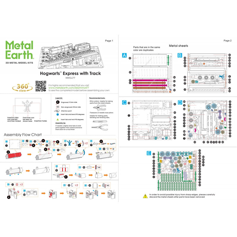 Colorful Hogwarts Express Train with Harry Potter Metal Earth Rails...