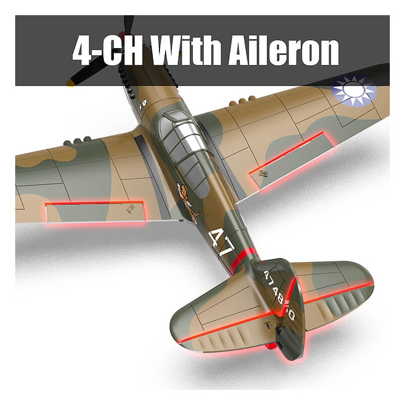 P40 Warhawk 400mm aircraft with RTF Volantex flight stabilizer - V7...