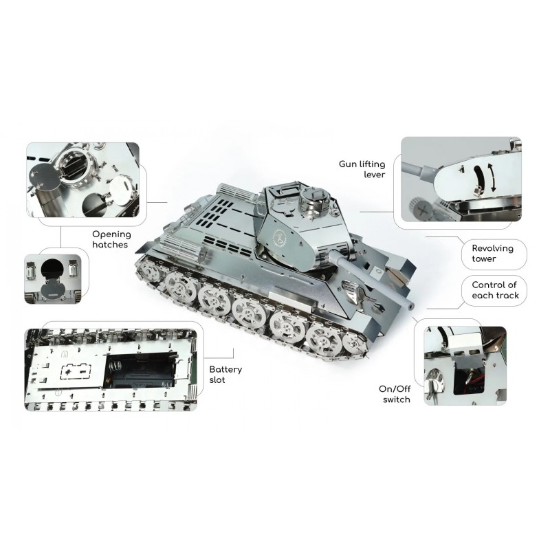 Tank T-34 Radio Controlled Metal Mechanical Construction Kit - Time...
