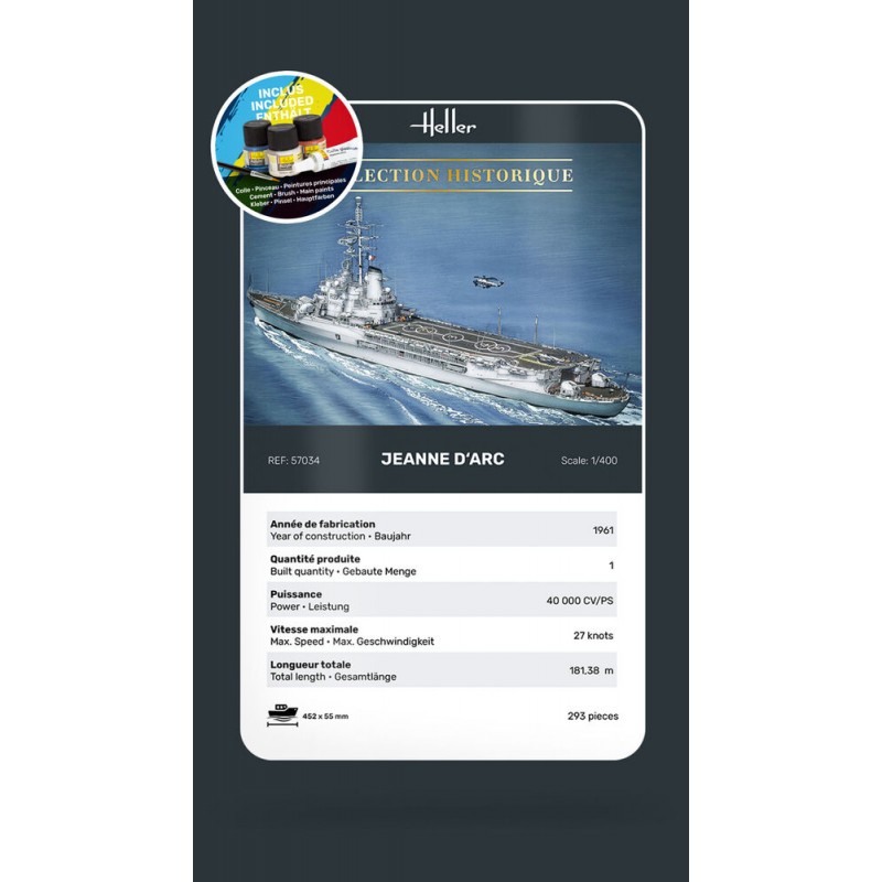 Boat Jeanne d'Arc 1/400 Heller + glue and paints - HEL-57034