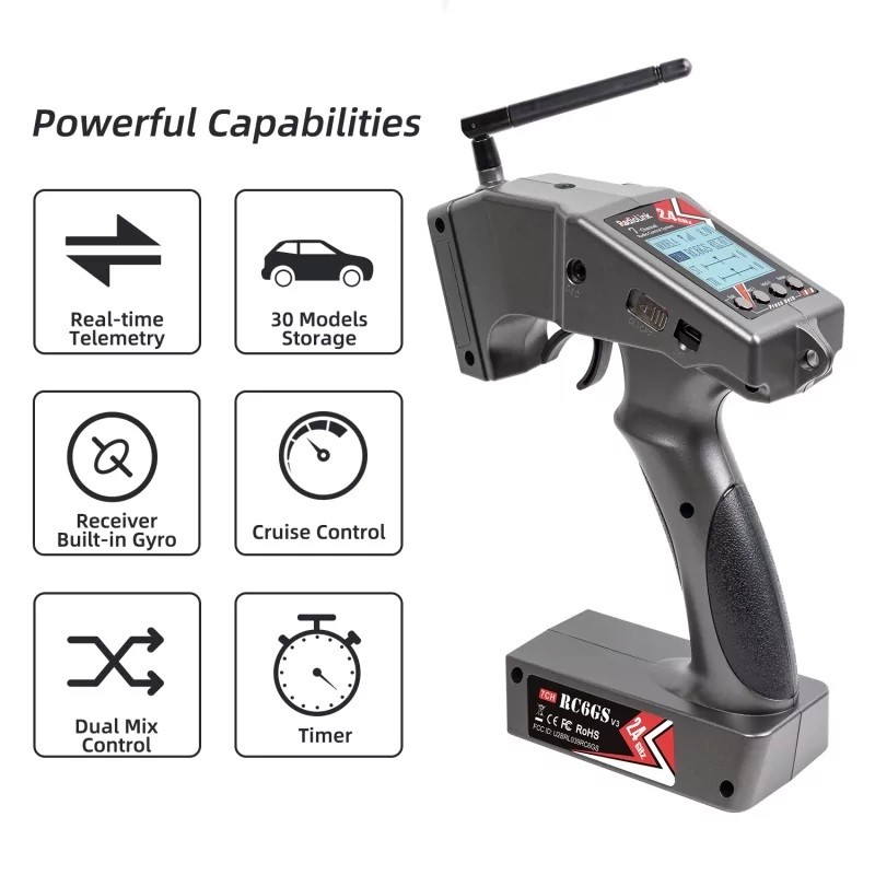 Radio RC6GS V3 2.4Ghz 7 channels + R7FG RadioLink - RDL-RC6GS-V3-SET