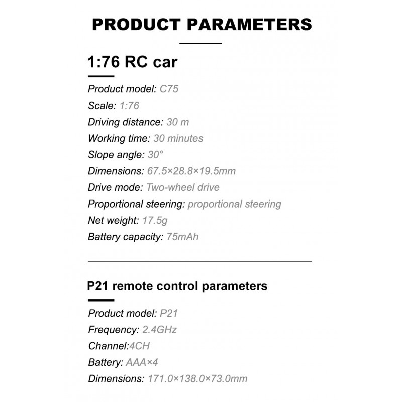 Micro Muscle Car 1/76 RTR Turbo Racing - TB-C75-XX