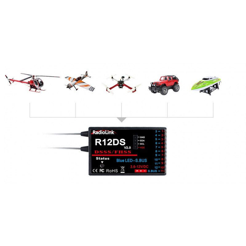 Récepteur aéro 12 voies R12DS RadioLink - RDL-0-R12DS