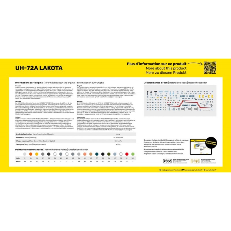 Eurocopter UH-72A Lakota 1/72 Heller + glue and paints - HEL-56379